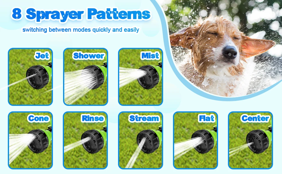 Pup Jet Dog Wash Hose Nozzle - 8 Patterns for Pet Bathing