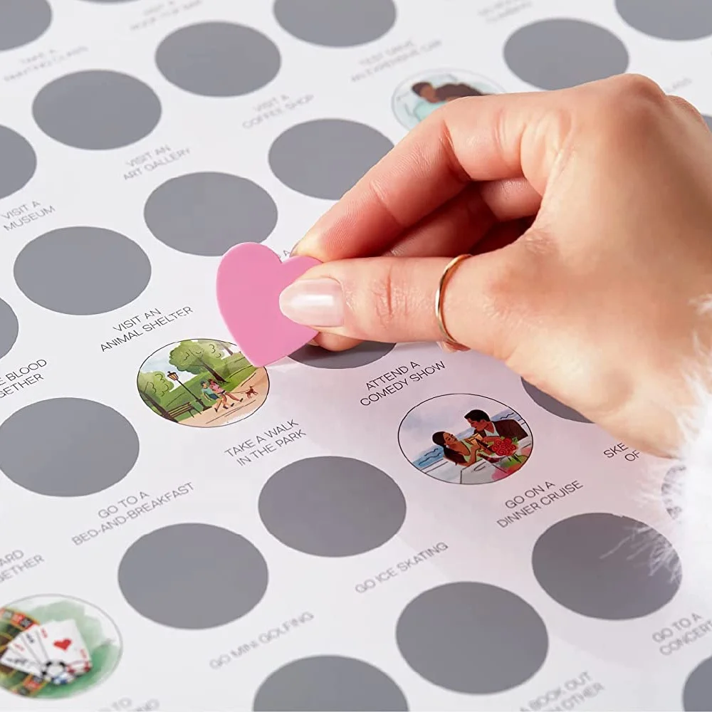 Custom Romantic 100 Date Night Idea Challenge Scratch off Poster for ...