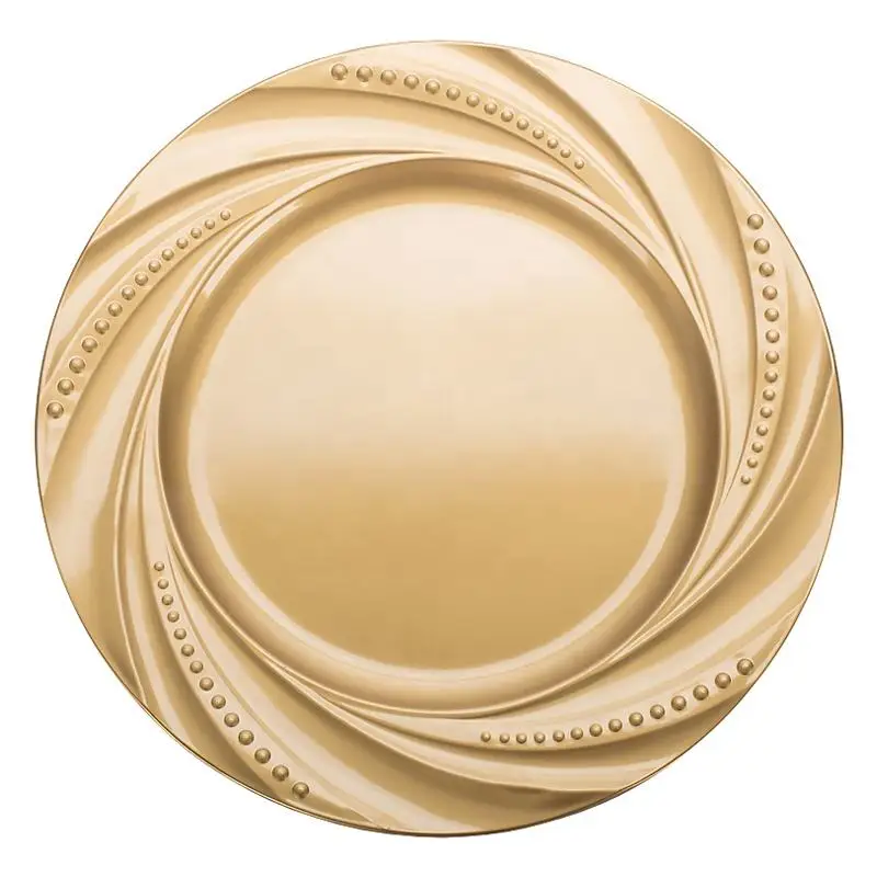 13 Inch Sliver Round Emboss Table Dinner Plate Cake Plastic Charger ...