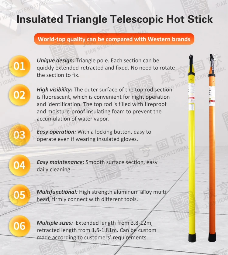 Brazilian American Type Triangle Telescopic Hot Stick Insulated ...