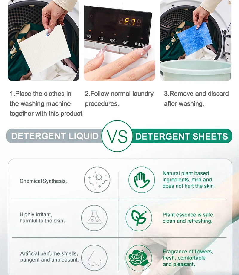 Eco-friendly Laundry Detergent Sheets Natural Paper Soap Sheets Laundry ...