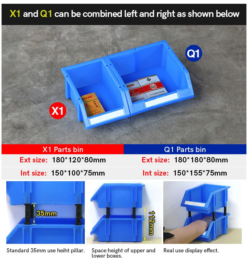 Plastic Storage Parts Bin Stackable Component Organize And Hanging ...