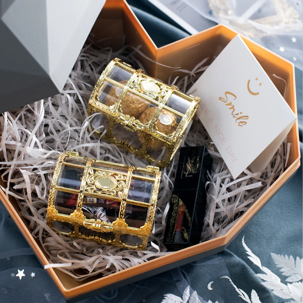 Transparent Plastic Gold Silver Treasure Chest Candy Packaging Box ...