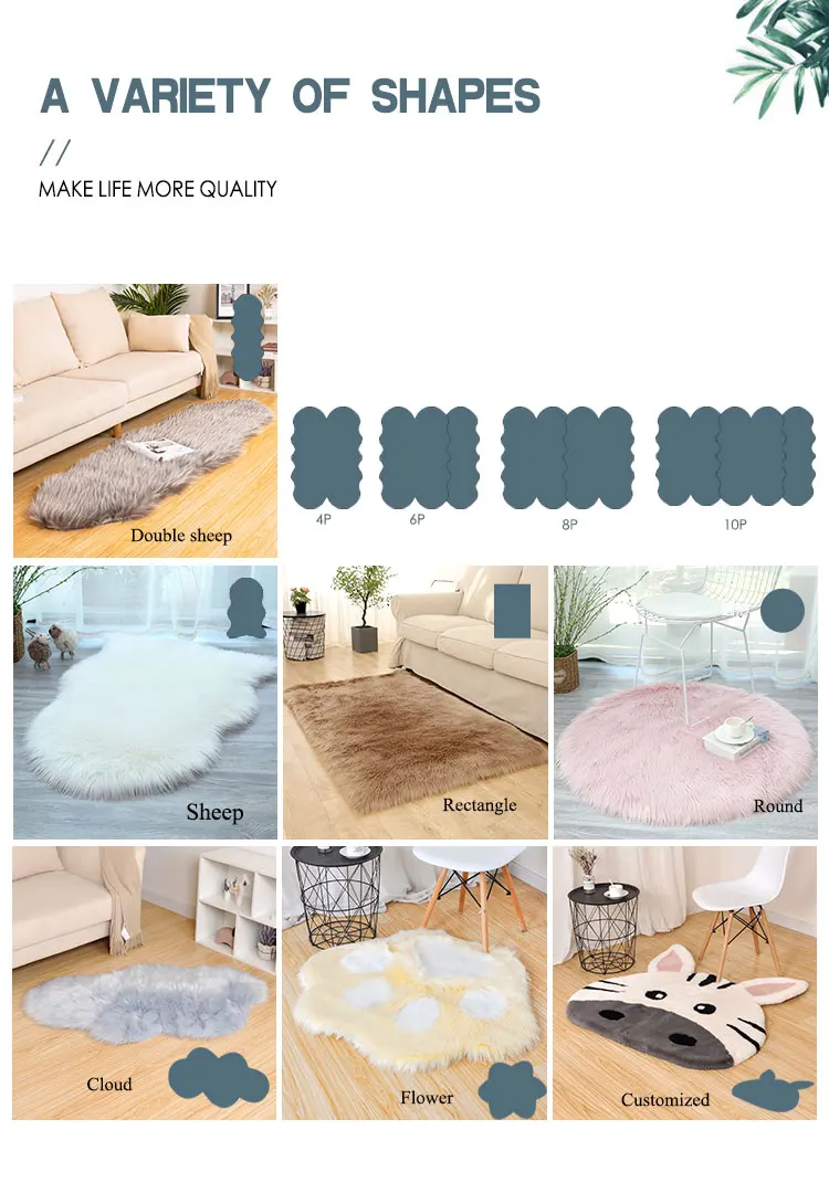 Heart Shape White Area Rugs And Carpets Plush Faux Fur Carpets Rugs ...