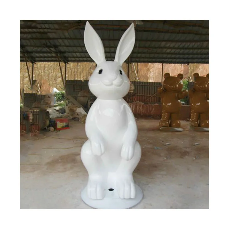 fiberglass cartoon white resin rabbit sculpture garden statues for sale ...