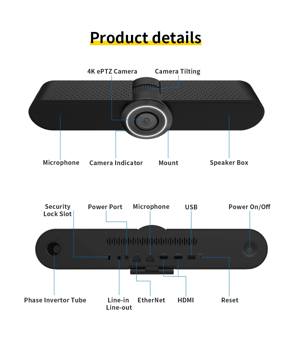 4k Uhd All-in-one Conferencing Soundbar Camera Zoom Video Conference ...