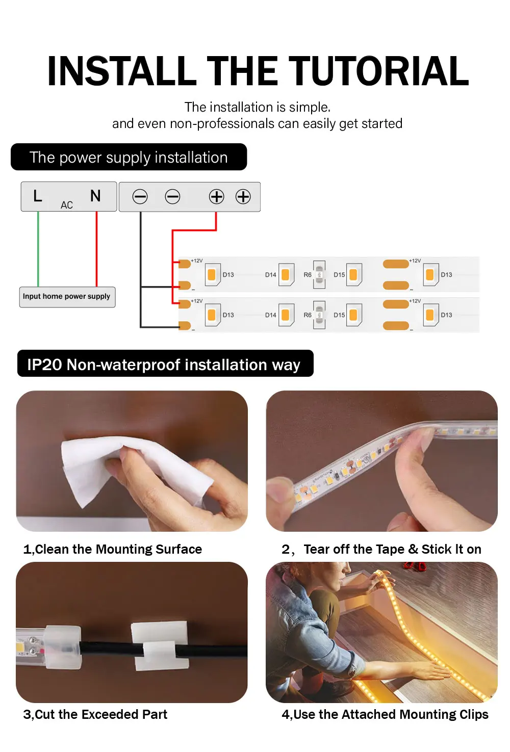 12v Light 24v 2835 Battery Operated Bedroom Lamp Bedside Wall Fixture ...