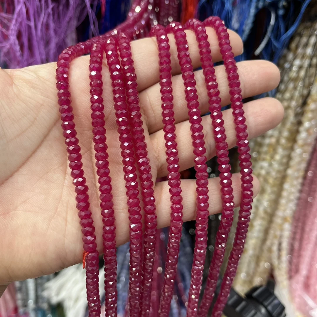JC Wholesale 3x5mm Natural Red Corundum Beads Ruby Semi-finished Beads ...