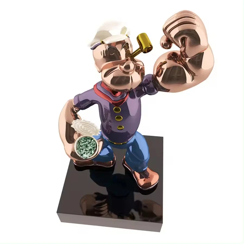 Golden Popeyes Cartoon Resin Sculptures Glittering Fiberglass Classic ...