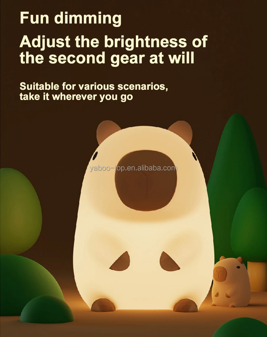 Cute Cartoon Capybara Silicone Night Light Usb Rechargeable Timing ...