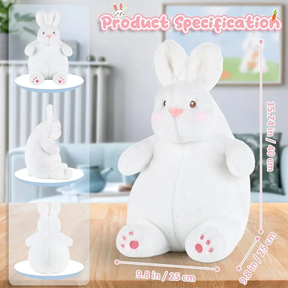 Ultra-silky Sitting White Bunny Stuffed Plushie Rabbit Weighted Plush ...