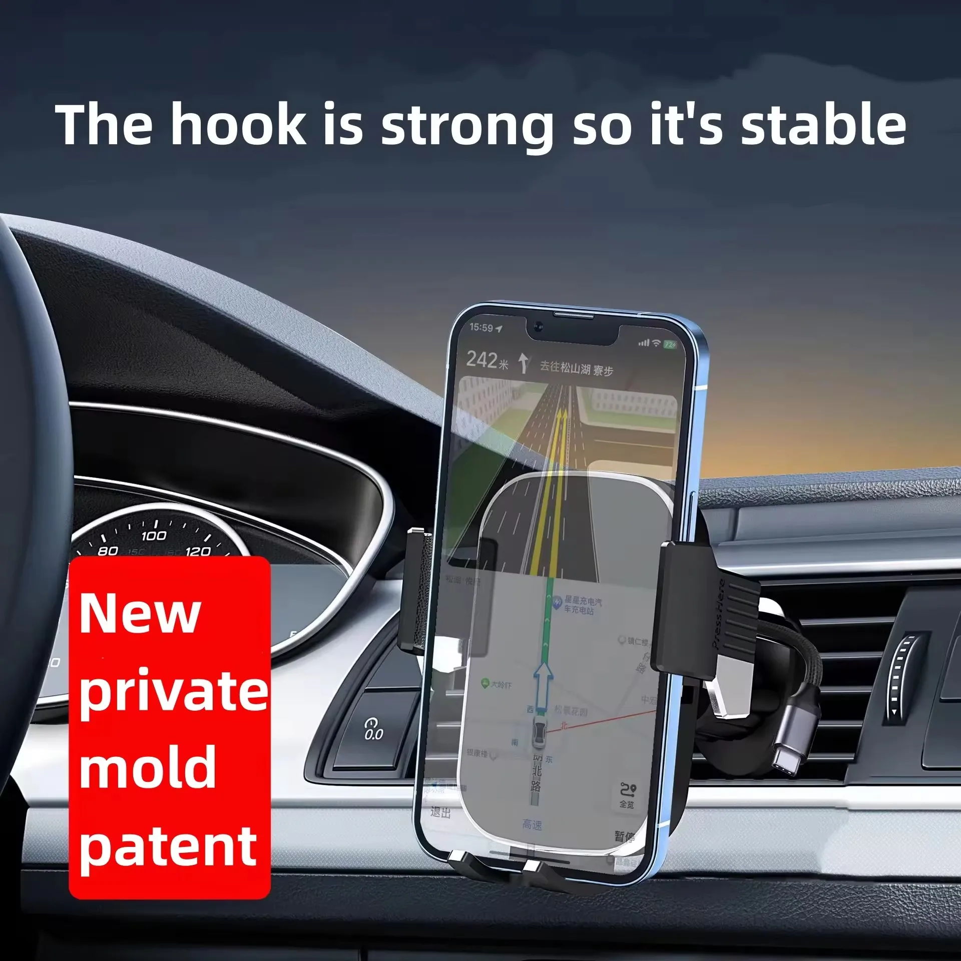Car Phone Mount Vent 2024 Spring Metal Clip Release Car Cell Phone ...