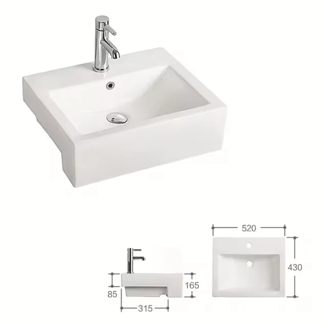 Modern Semi Recessed Countertop Installation Art Basin Bathroom Sink ...