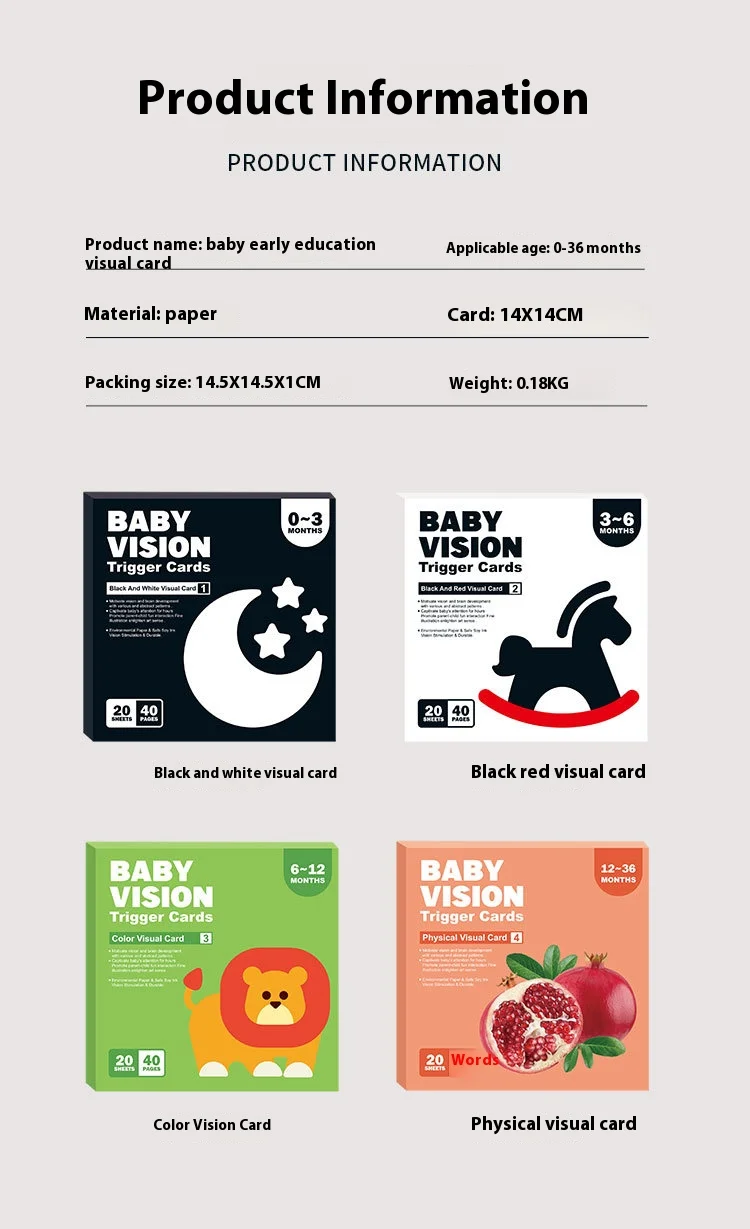 Baby Visual Stimulus Cards - High Contrast Education Toys