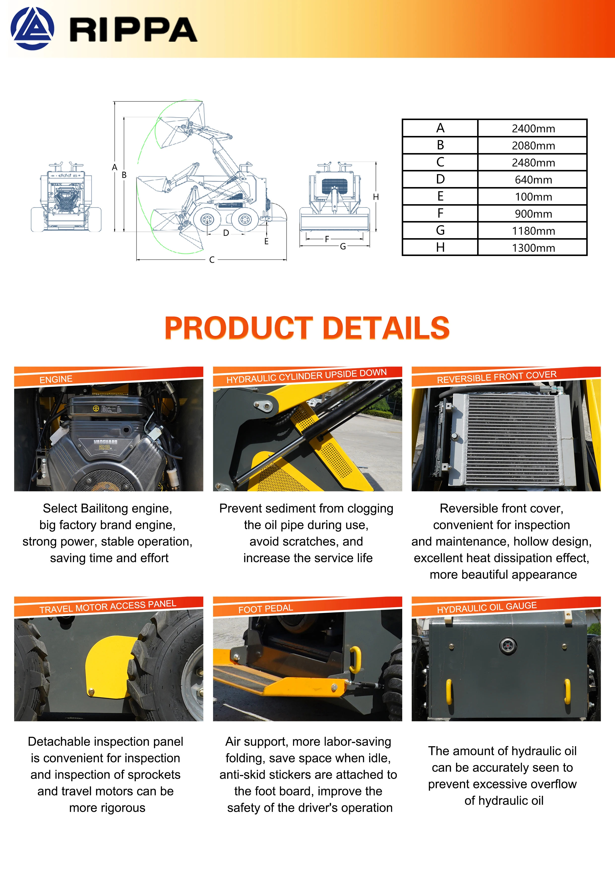 Rippa Wodely Used Mini Wheel Backhoe Loader 3ton 4ton Towable Small ...