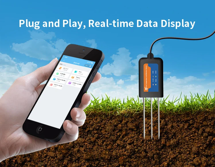 Soil Temperature and Moisture Sensor Meter Wired and Wireless RS485 4G ...