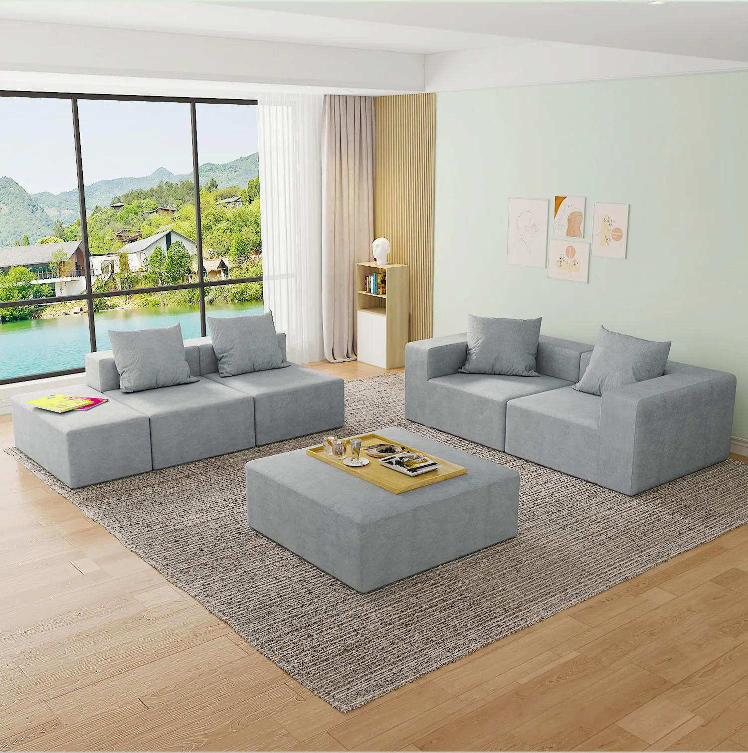 Sectional Minimalist Modular Sofa Set - Vacuum Compressed