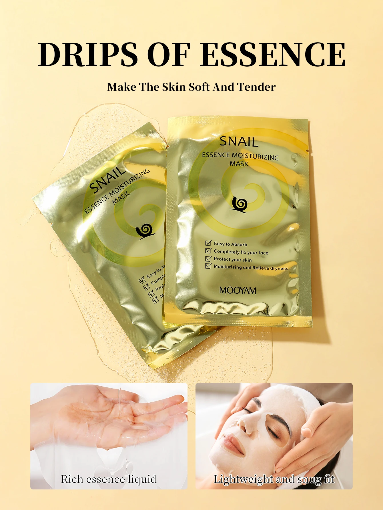 OEM/OBM Natural Snail Extrat Facial Mask - Brightening & Repairing