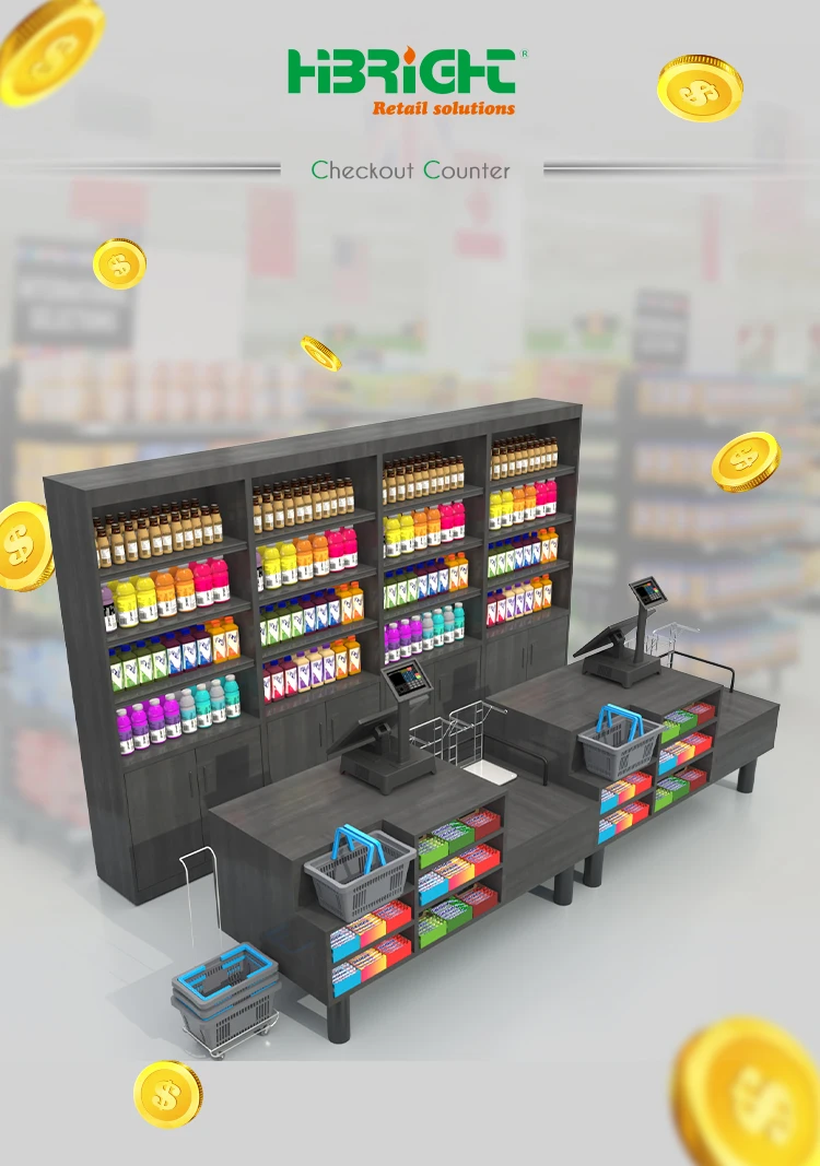 Coffee Shop Gas Station Store Cafe Wooden Service Checkout Counter