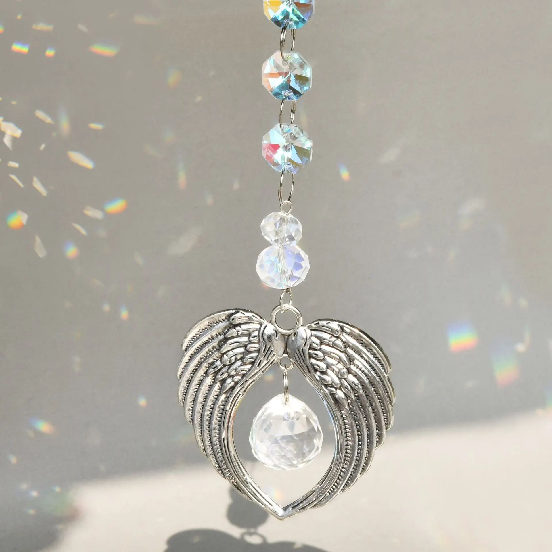 Crystal Angel Wings Suncatcher & Home Decoration Charm, OEM Available