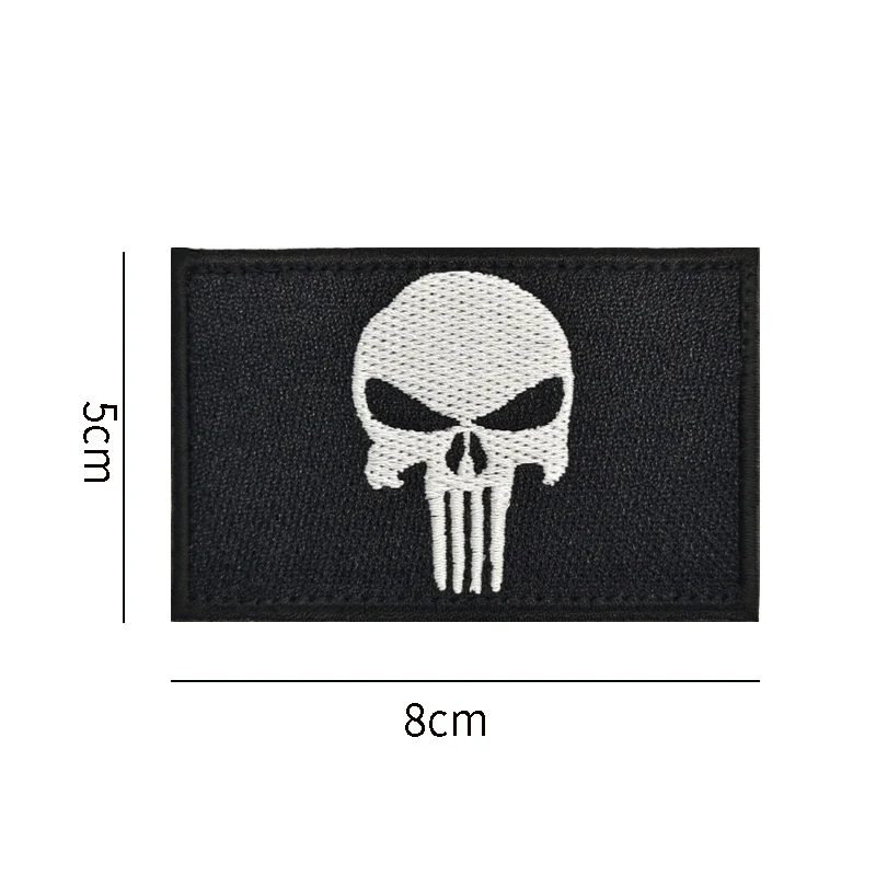 Punisher Skull Tactical Badge Embroidery Patches with American Flag