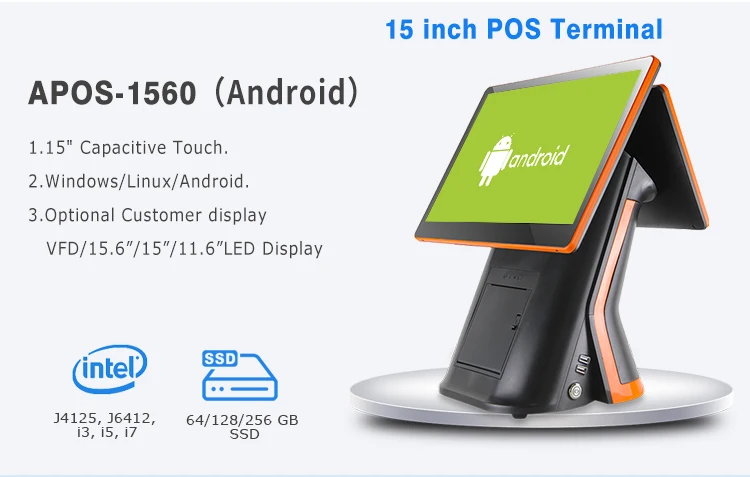 Factory Price All in One 15 15.6 Inch Android POS System Dual Screen ...