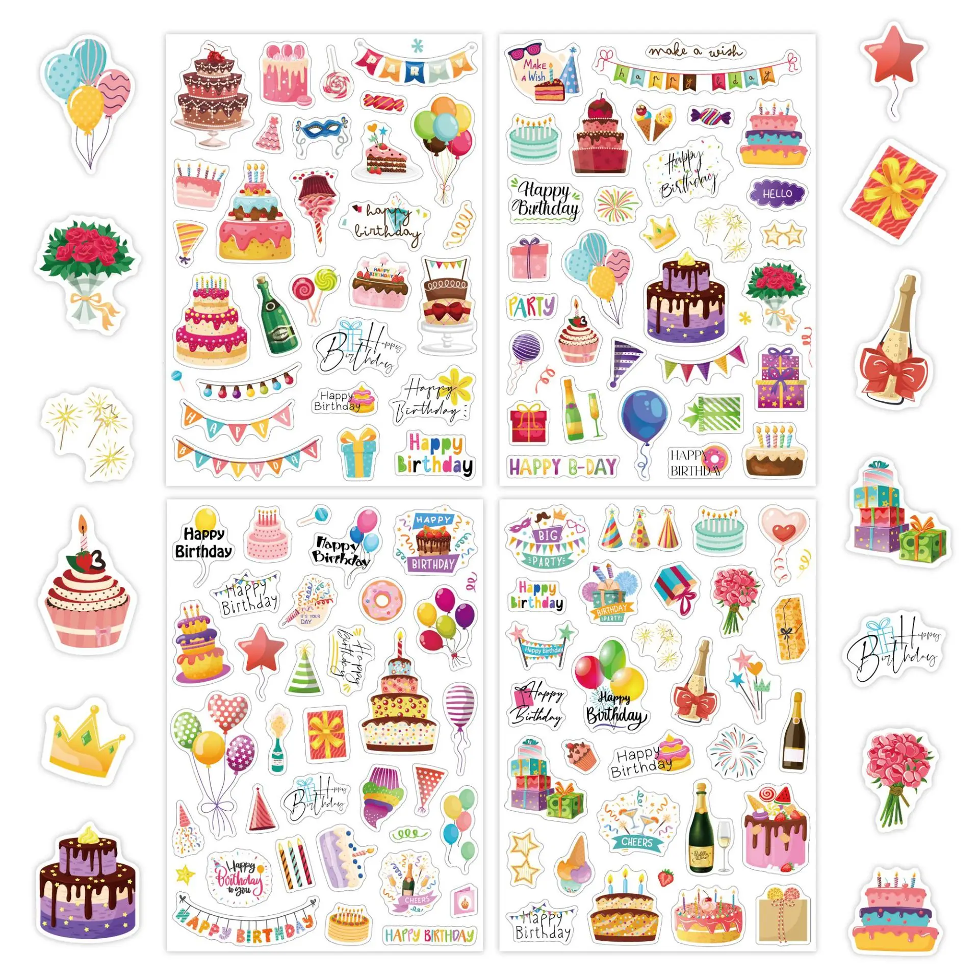 Cross-border Happy Birthday Stickers Children's Cartoon Party ...