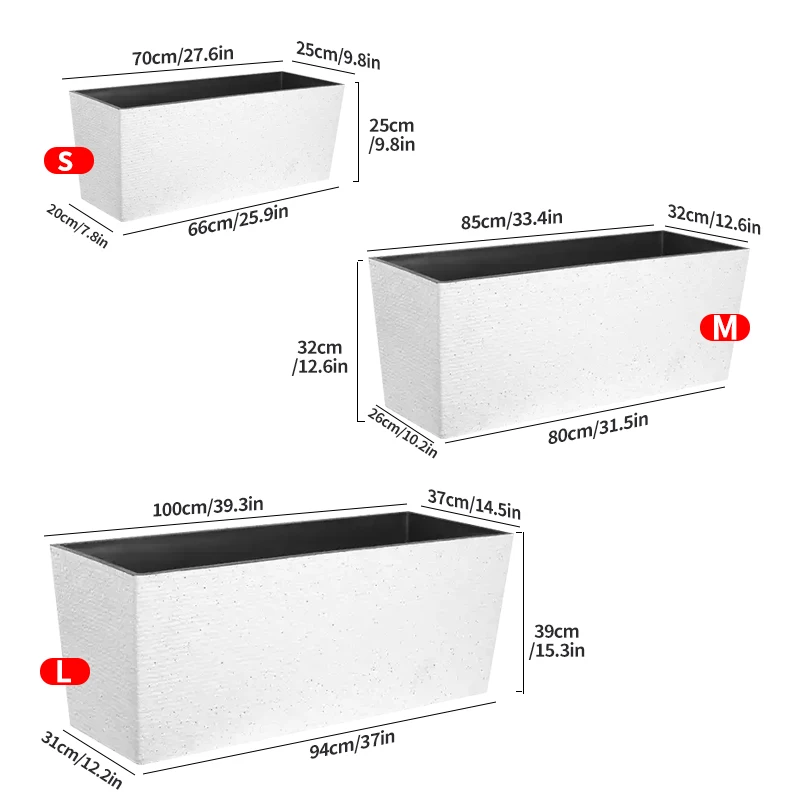 Large Rectangular Outdoor Planter Pot Home Patio Flower Pot with ...