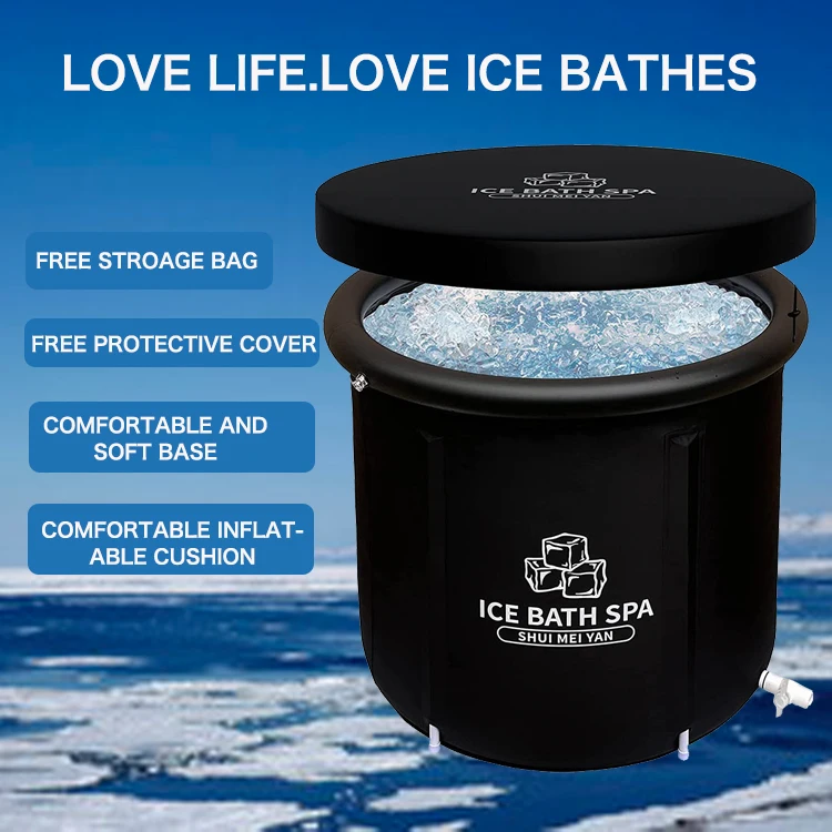 Long Cold Plunge Inflatable Portable Ice Barrel Bath Tub Bucket ...