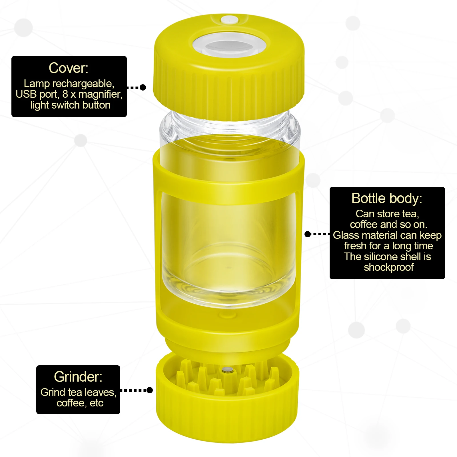 Herb Stash Container Acrylic Jar Rechargeable Storage Bottles ...