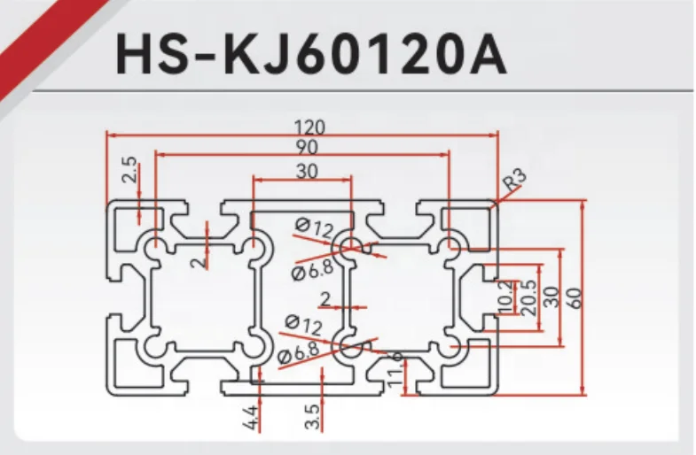 Oem Aluminium Square Bar 60x120 Aluminum Profile Cad Autocad Format ...