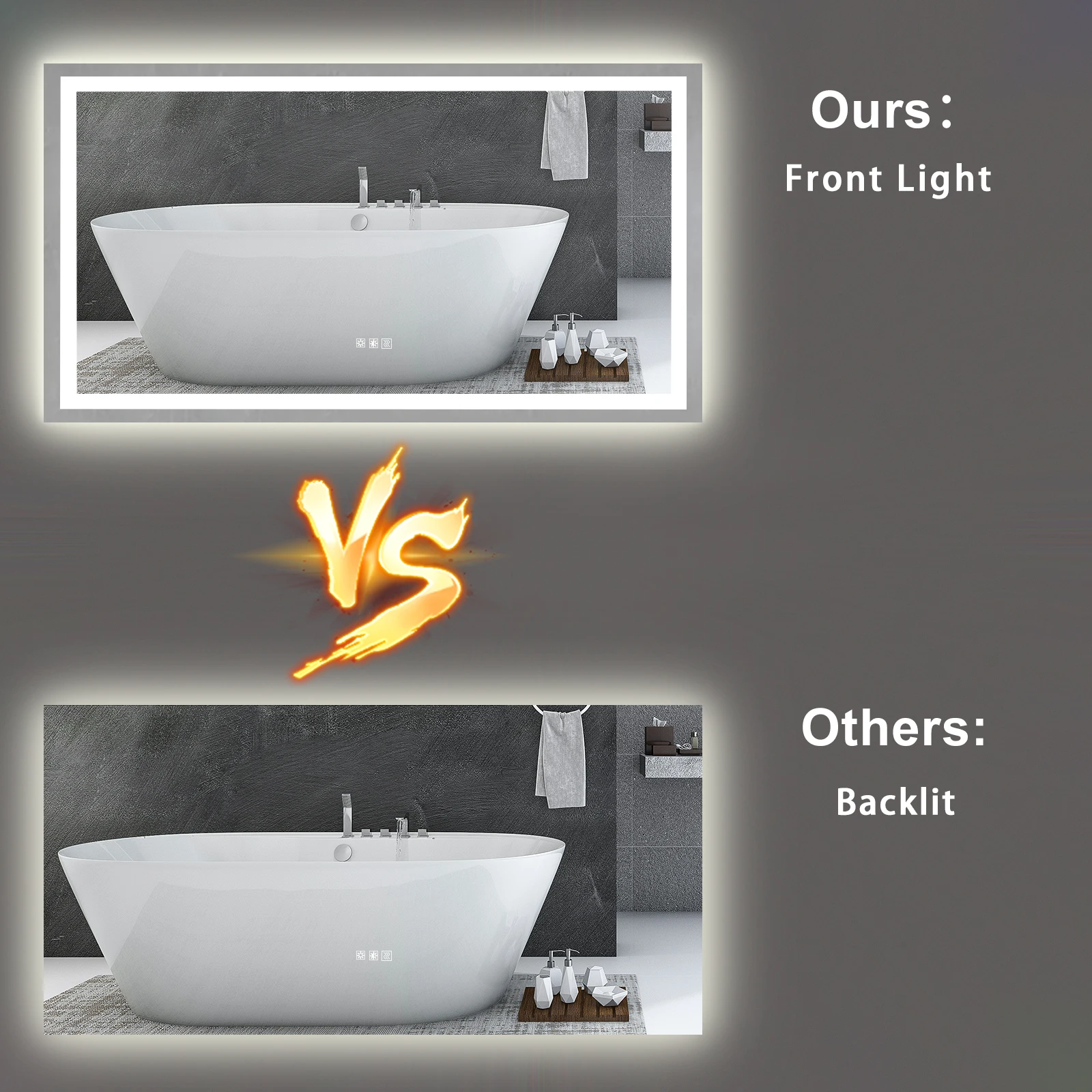 Hotel Fogless Backlit Intelligent Led Mirror Vanity Decoration Touch ...