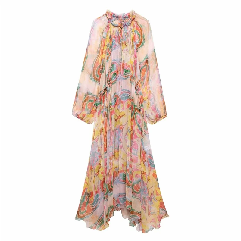 KAR&OT ZA 2024 summer new holiday style printed long sleeves loose ...