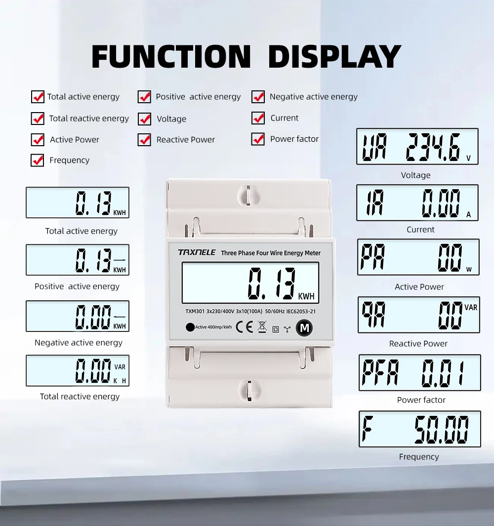 Multifunction 380V 3 Phase Wattmeter - Accurate Energy Measurement