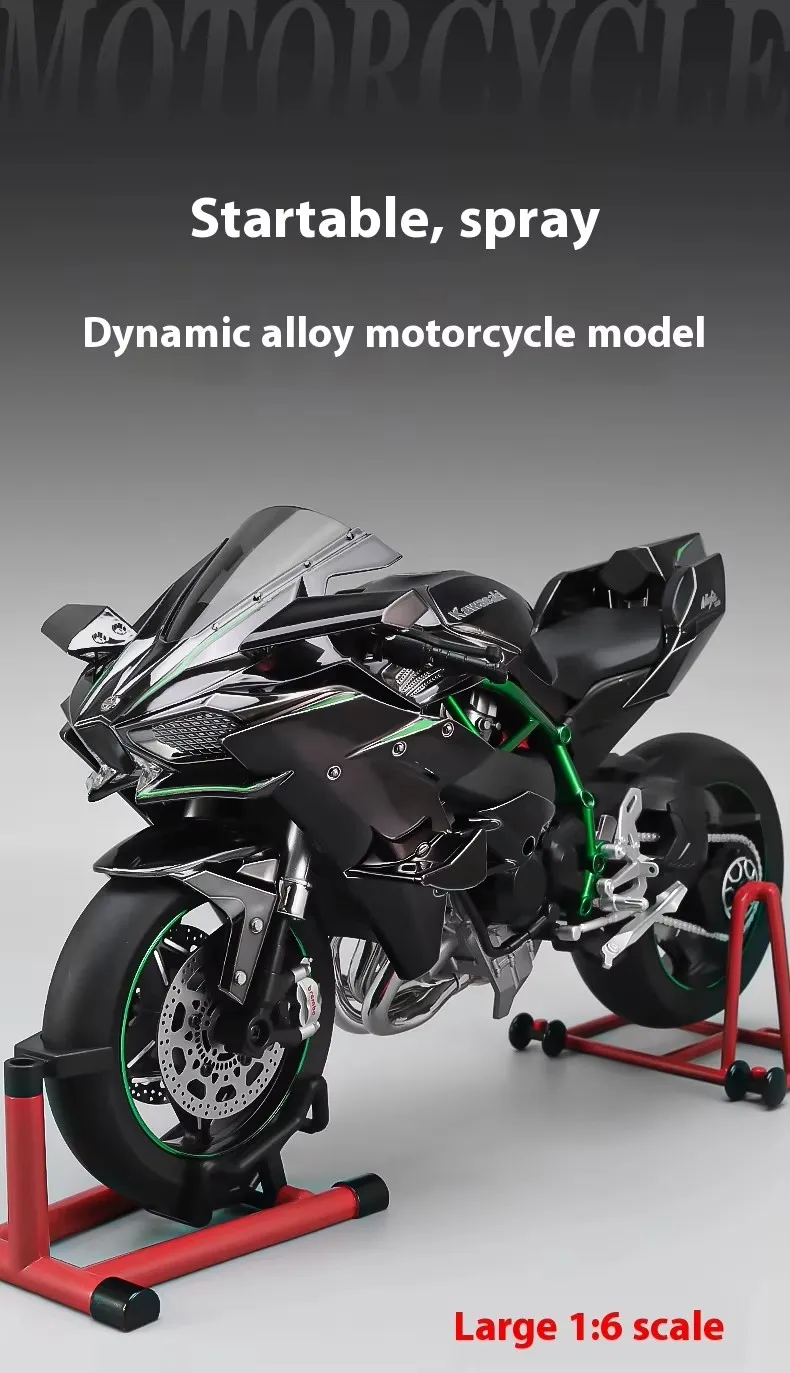 1:6 Kawasaki Ninja H2R Motorcycle Model with Sound & Light - Pull Back ...
