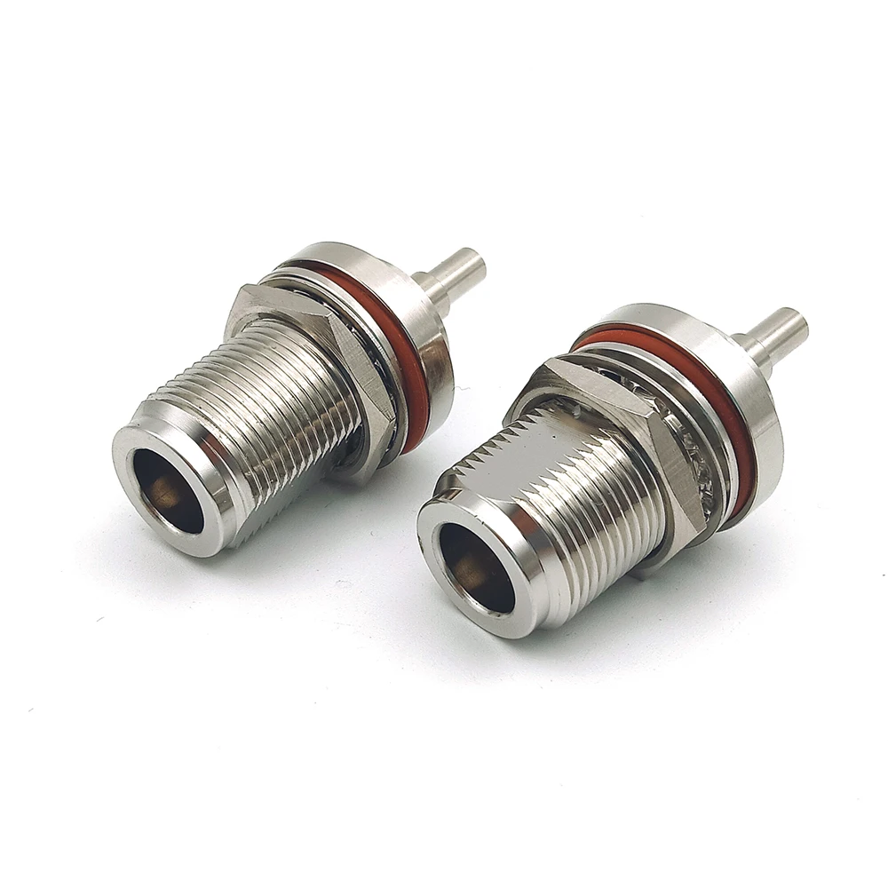 RF Coaxial Cable Terminal Bulkhead Straight Crimp Copper Alloy N Jack ...