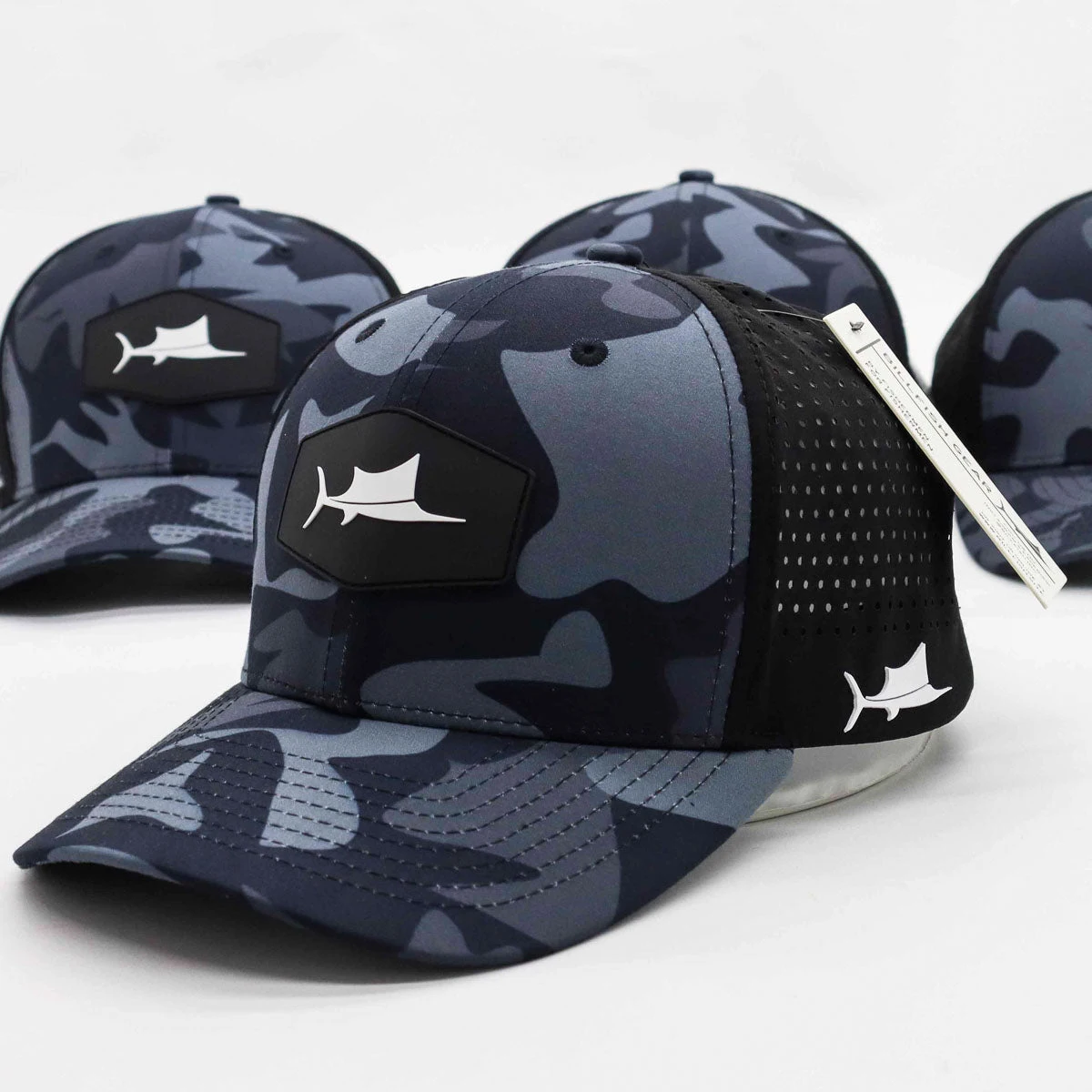 Custom 6 Panel Laser Cut Perforated Fishing Cap - Waterproof