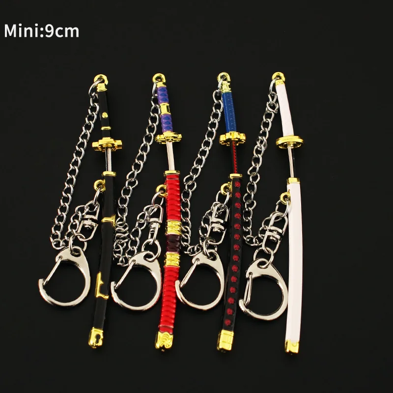 Zoro Sword Anime One Piece Katana Keychains 9cm Metal Katana KeyChains ...