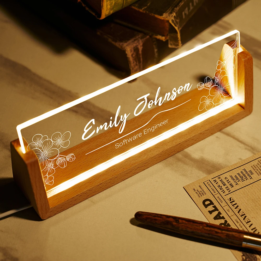 Personalized Modern Office Desk Name Plate Middle-sized Blank Wood ...