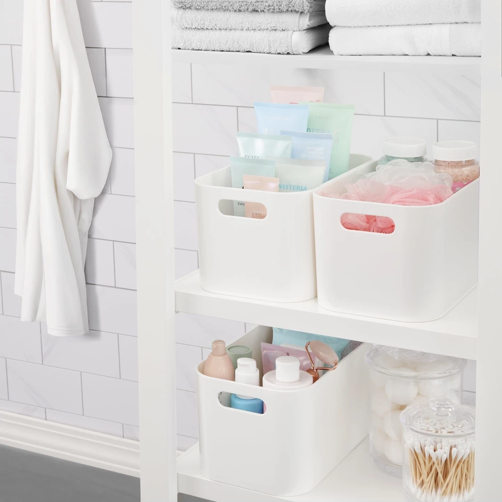 Open Plastic Organizer Bin Rectangular Storage Container With Handles ...