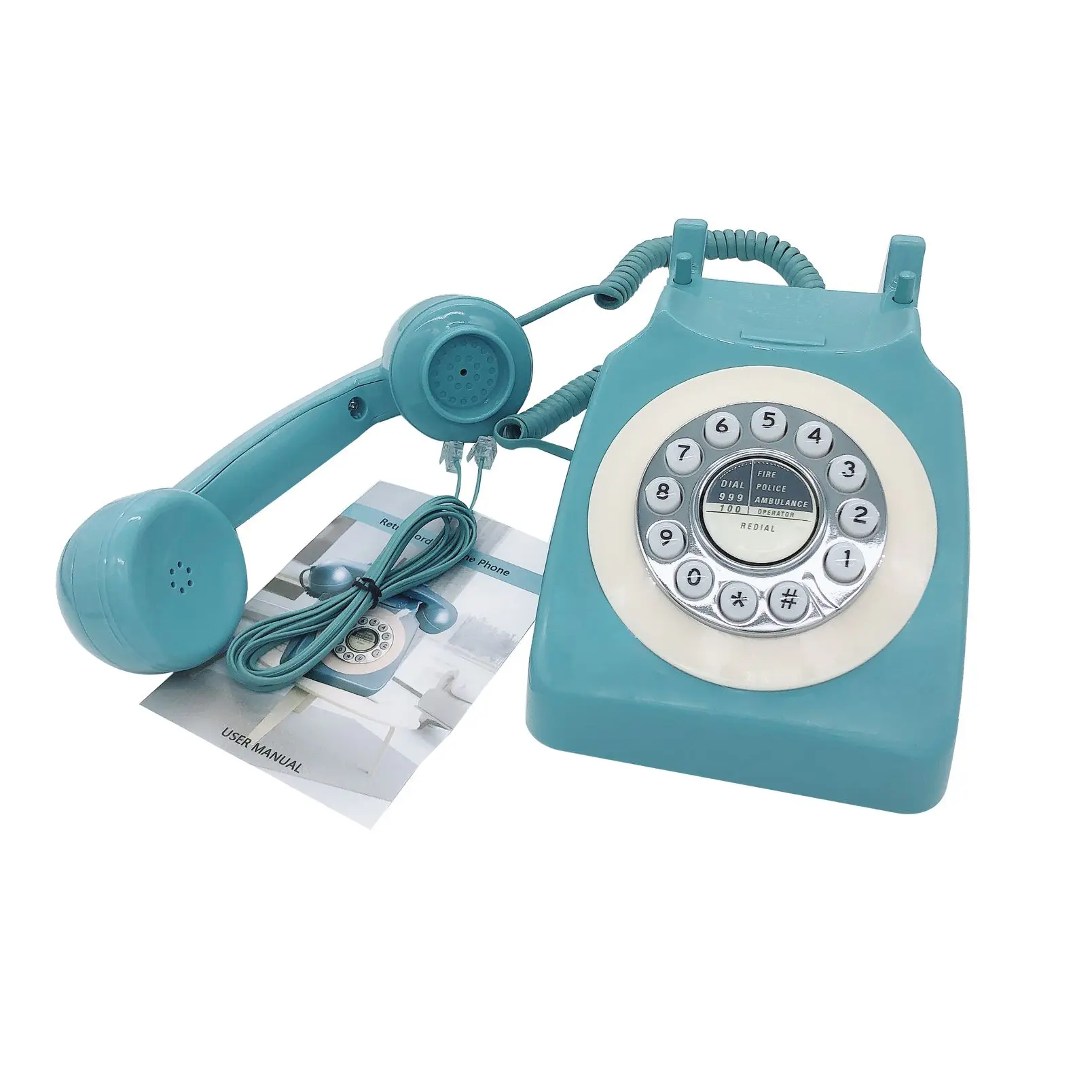 Blue Corded Phone - Retro Telephone Style from 1960s