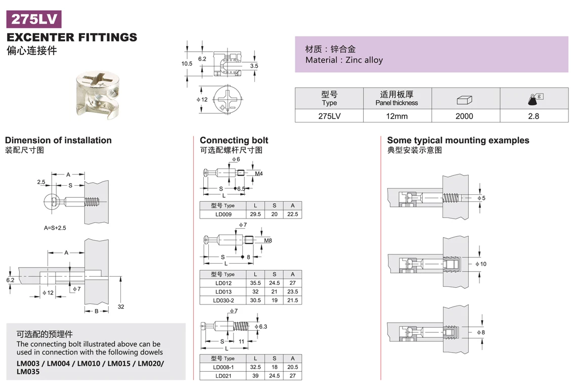 275lv Furniture Cam Lock Fastener Fittings - Buy Furniture Cam Lock ...