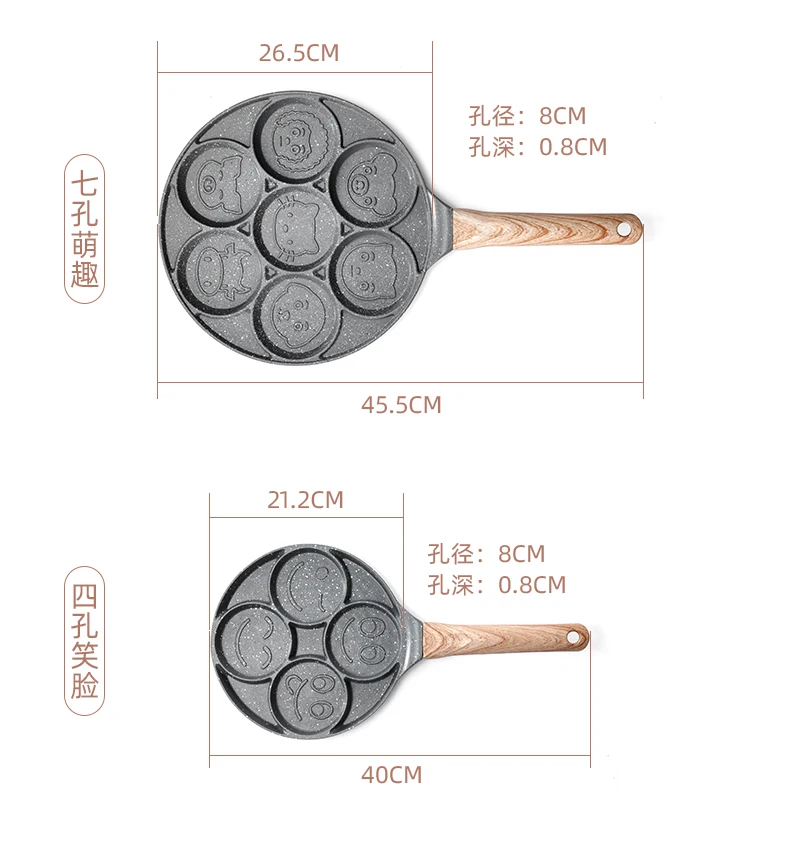 26cm Cute Smiley Pattern Non Stick Waffle Mini Egg Pancakes Pan Set for ...