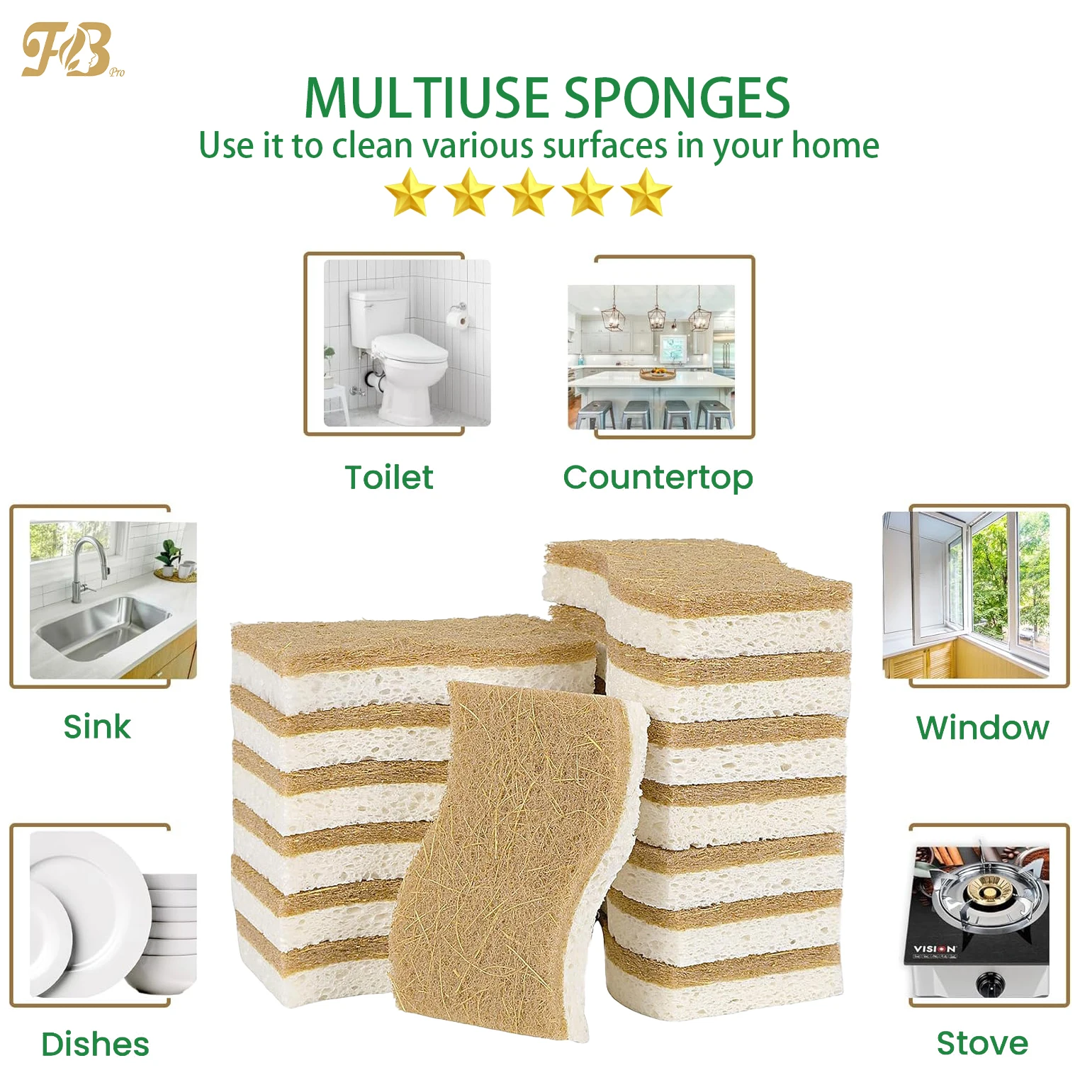 Eco-friendly Kitchen Sponges - Biodegradable & Durable