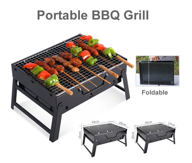 Outdoor Cooking Charcoal Bbq Grill Portable Camping Fire Pit Foldable ...