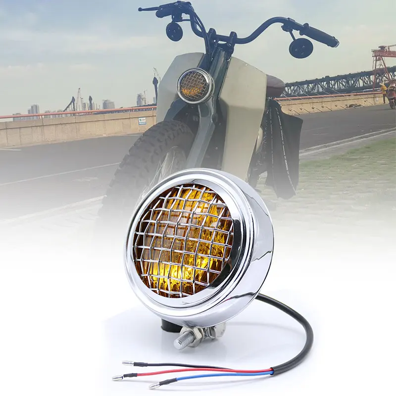 Retro Round Motorcycle Head light 4 Inch Projector Headlights Headlamp ...