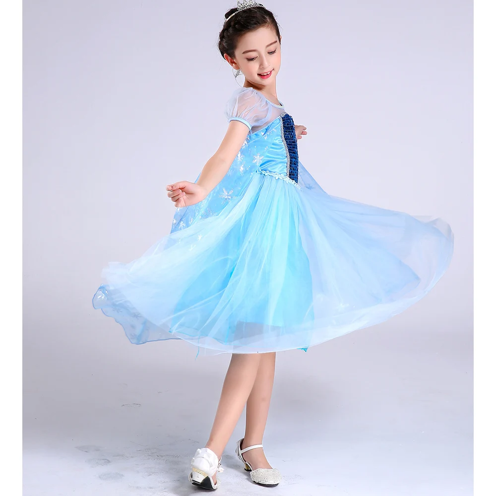 Elegant Elsa Dress Cosplay Costume for Girls - Blue Elsa