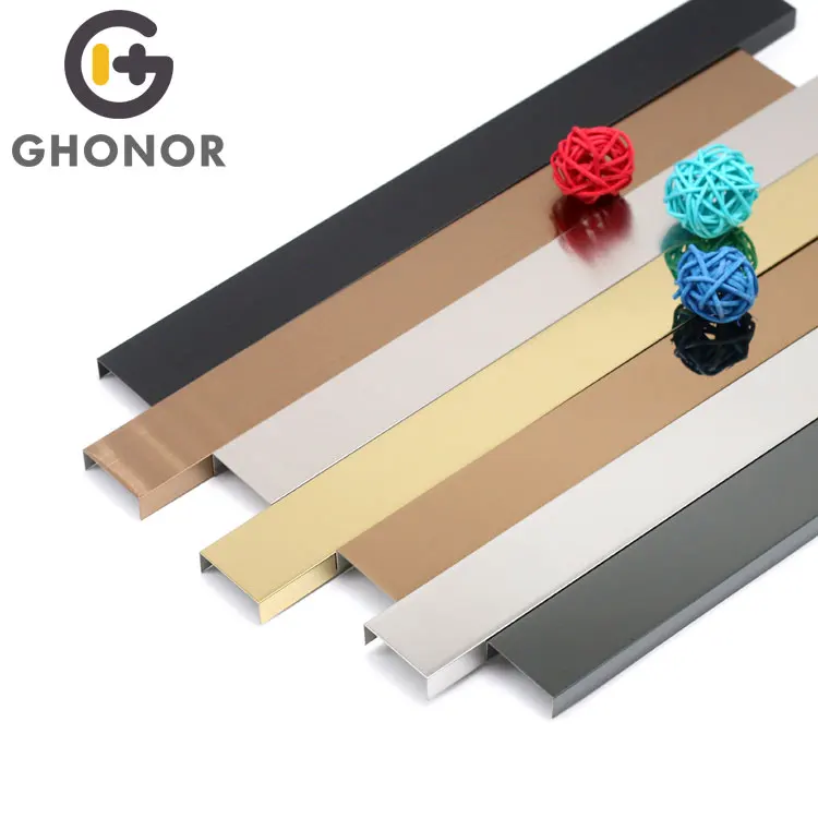 U Channel Shape Corner Edge Decorative Strip Edging Brushed Stainless ...