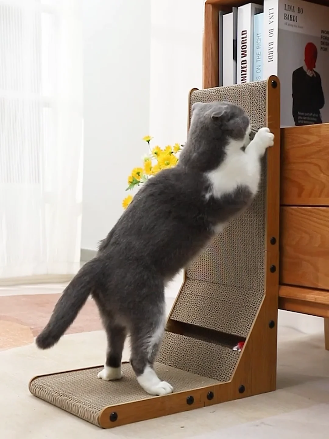 L-shaped Cat Scratching Board Can Play And Scratch Precision Corrugated ...