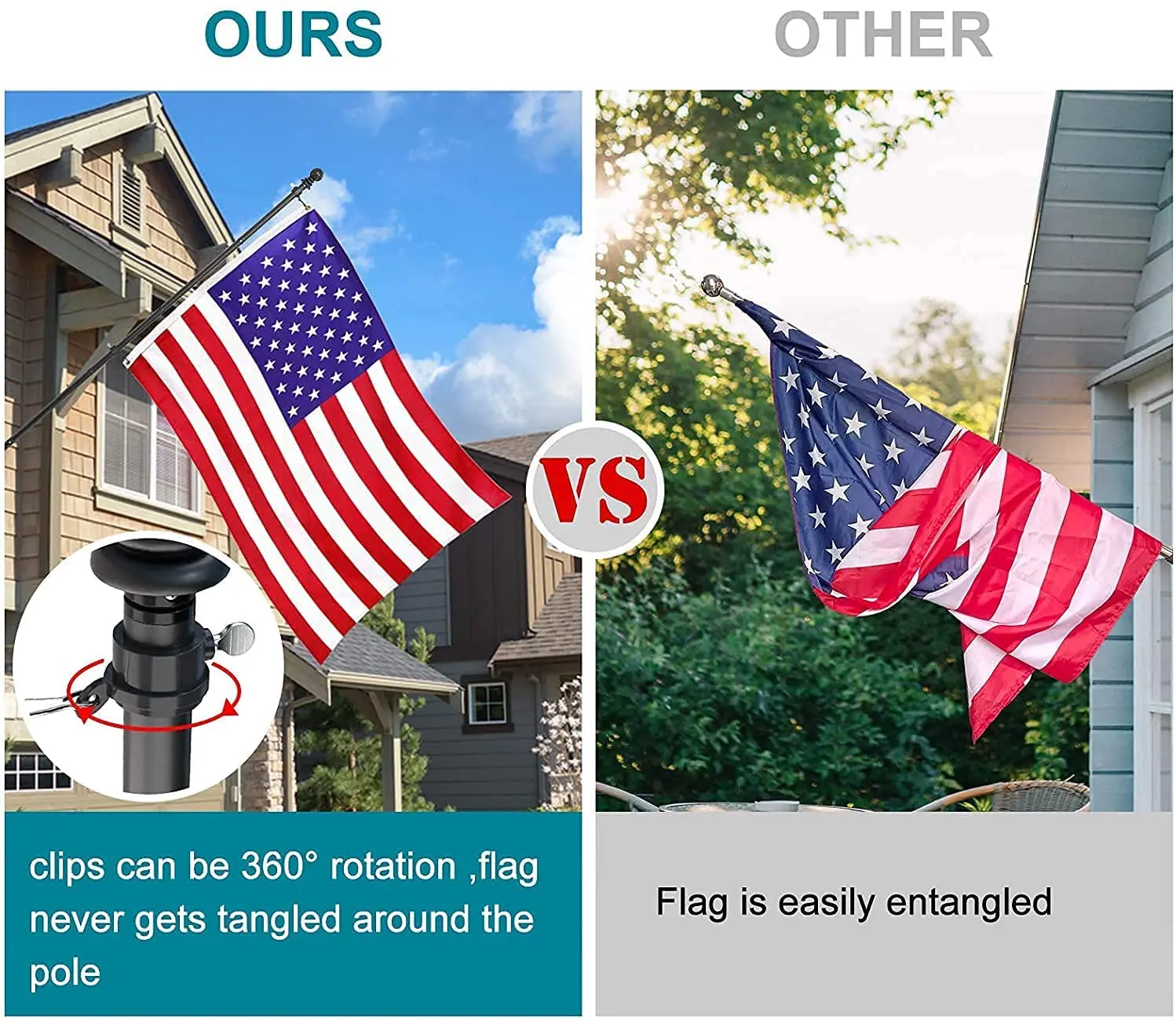 Cydisplay 1.8m 6ft Black Flagpole Stand Tangle Election Flagpole Kit ...